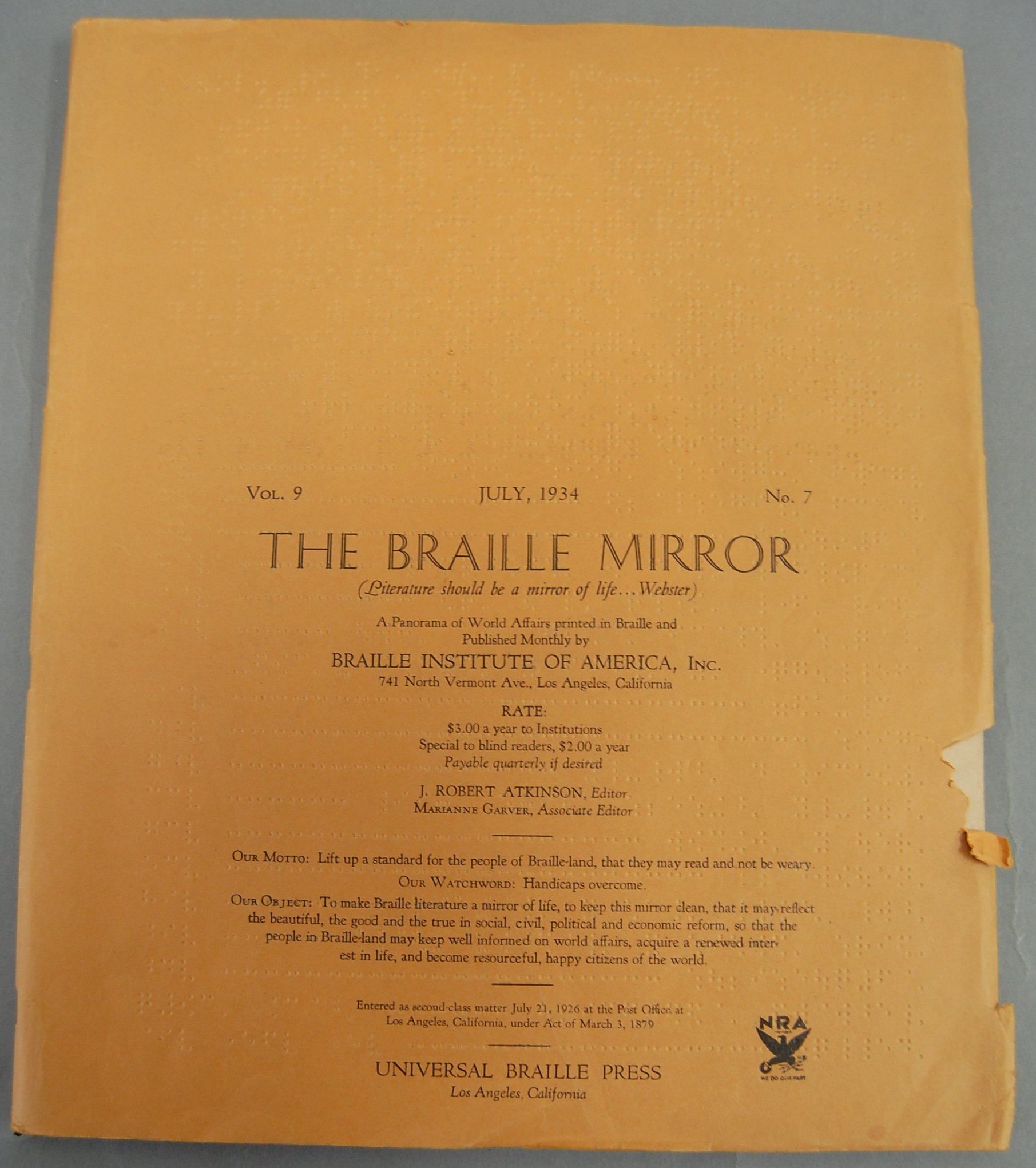 The Braille Mirror [Braille] - APH Museum