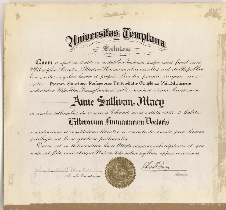 Diploma, Honorary Doctorate in the Humanities awarded to Anne S. Macy ...